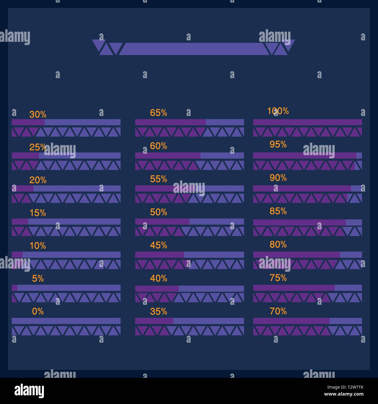 Set of progress bars with percentages on scale with triangles .Flat ...