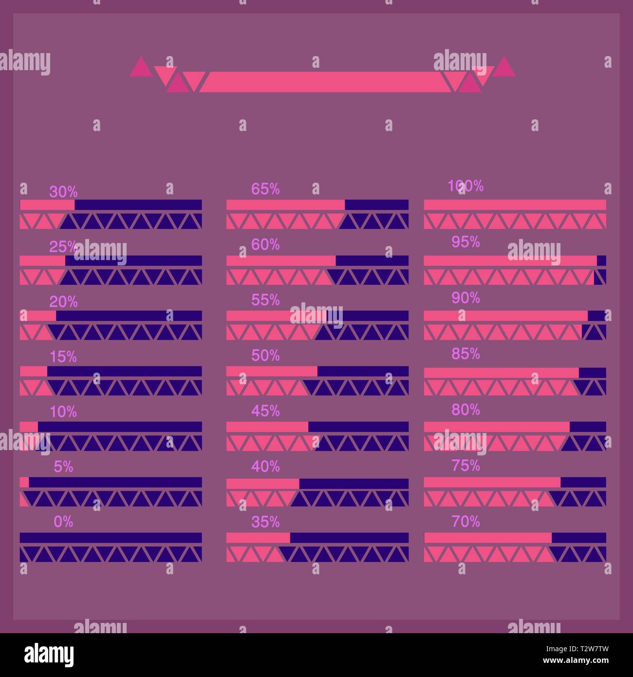 Set of progress bars with percentages on scale with triangles .Flat ...