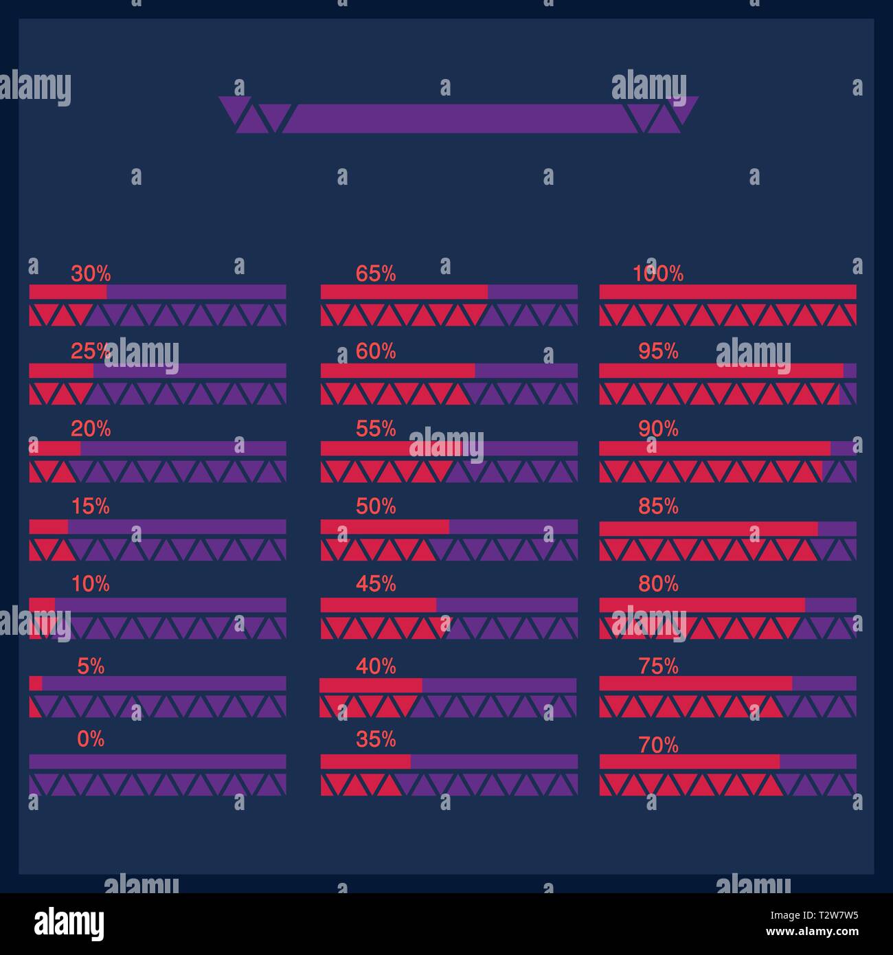 Set of progress bars with percentages on scale with triangles .Flat ...
