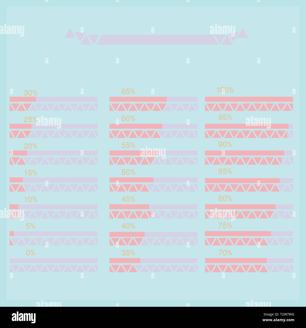 Set of progress bars with percentages on scale with triangles .Flat ...
