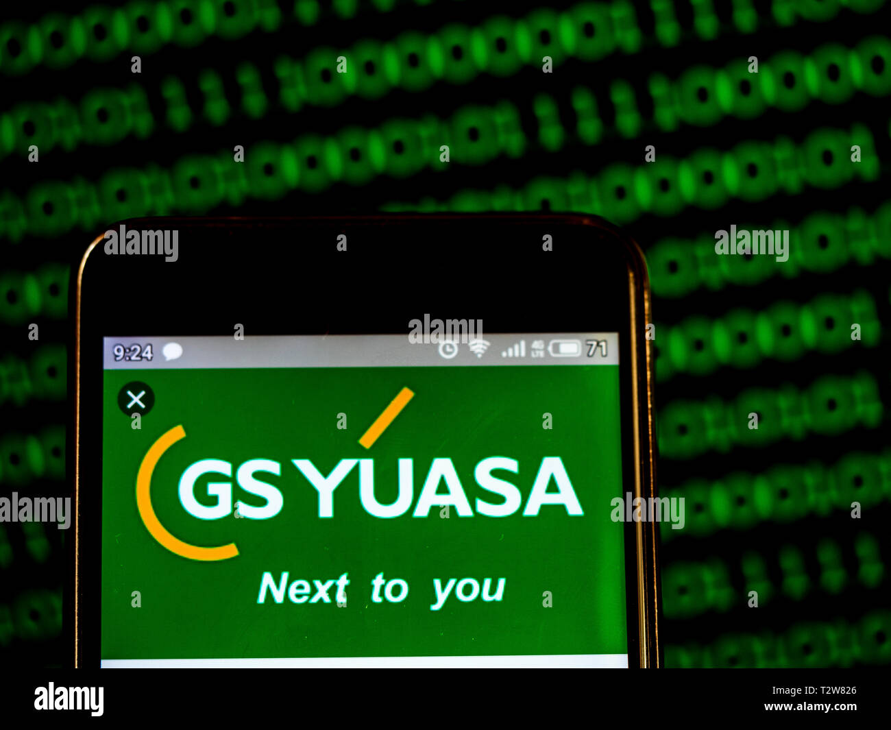 In this photo illustration a GS Yuasa Corporation logo seen displayed ...
