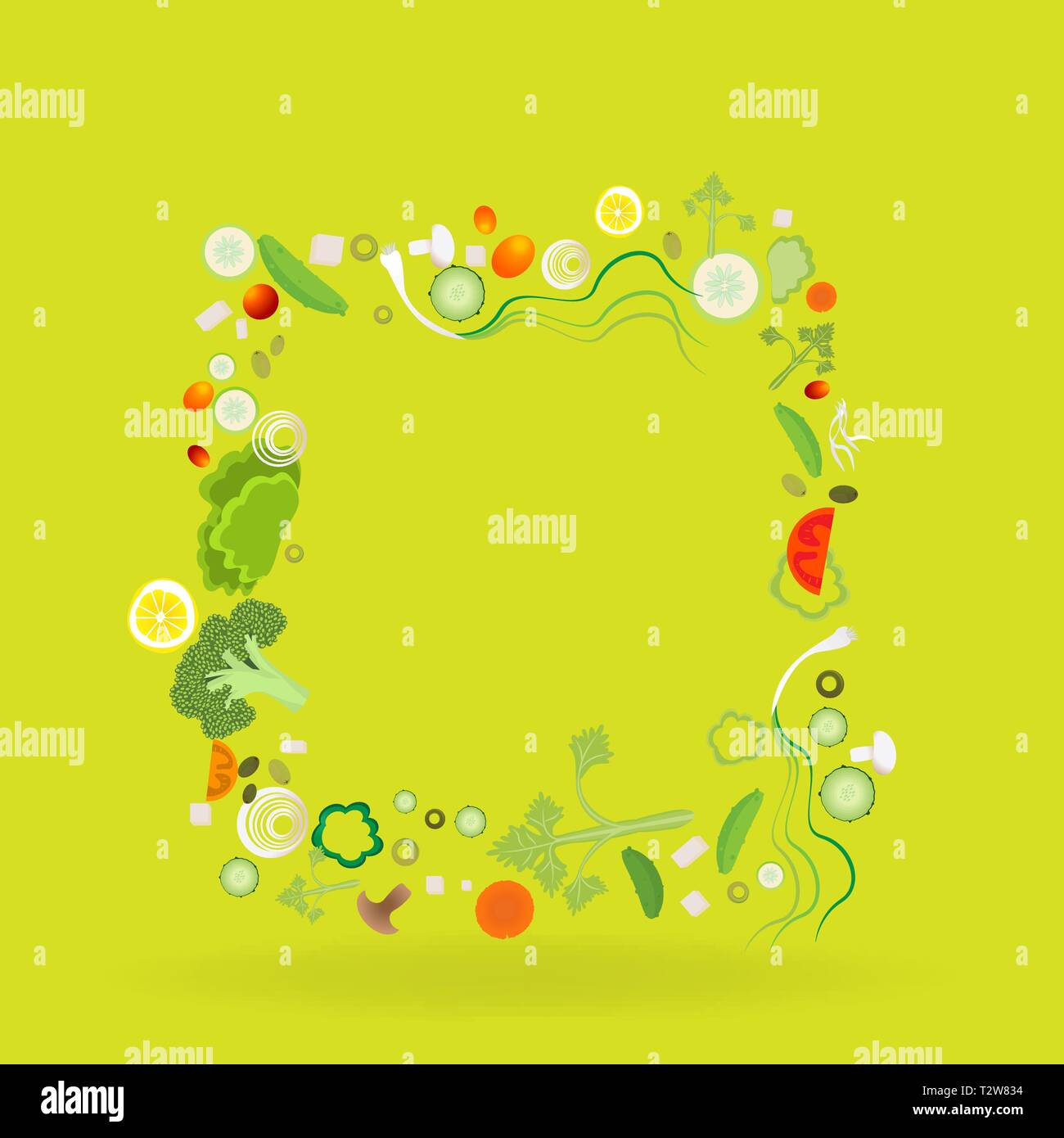 Vegetable square frame for web and print decoration vector illustration ...