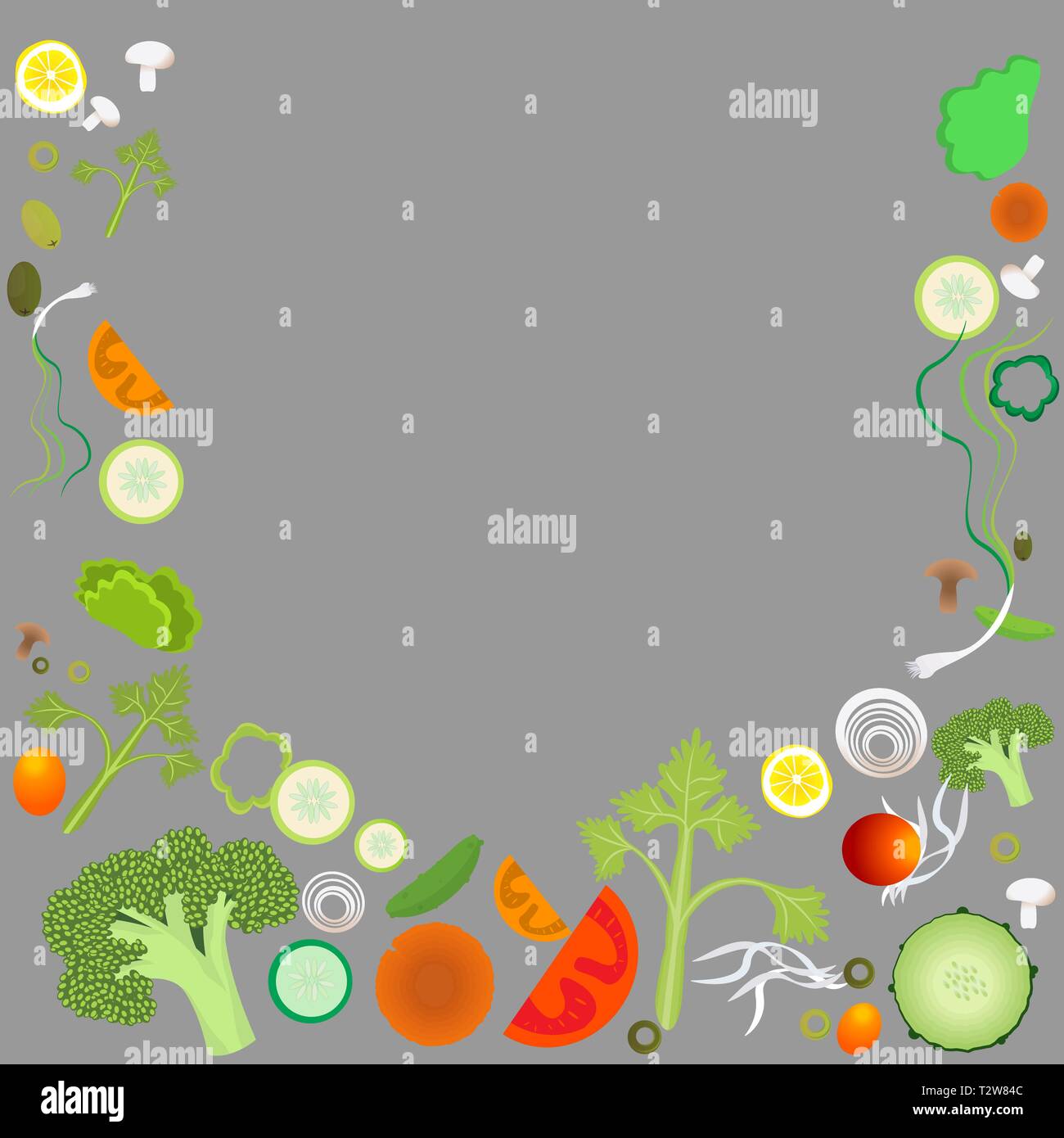Vegetable pattern frame for web and print decoration vector ...