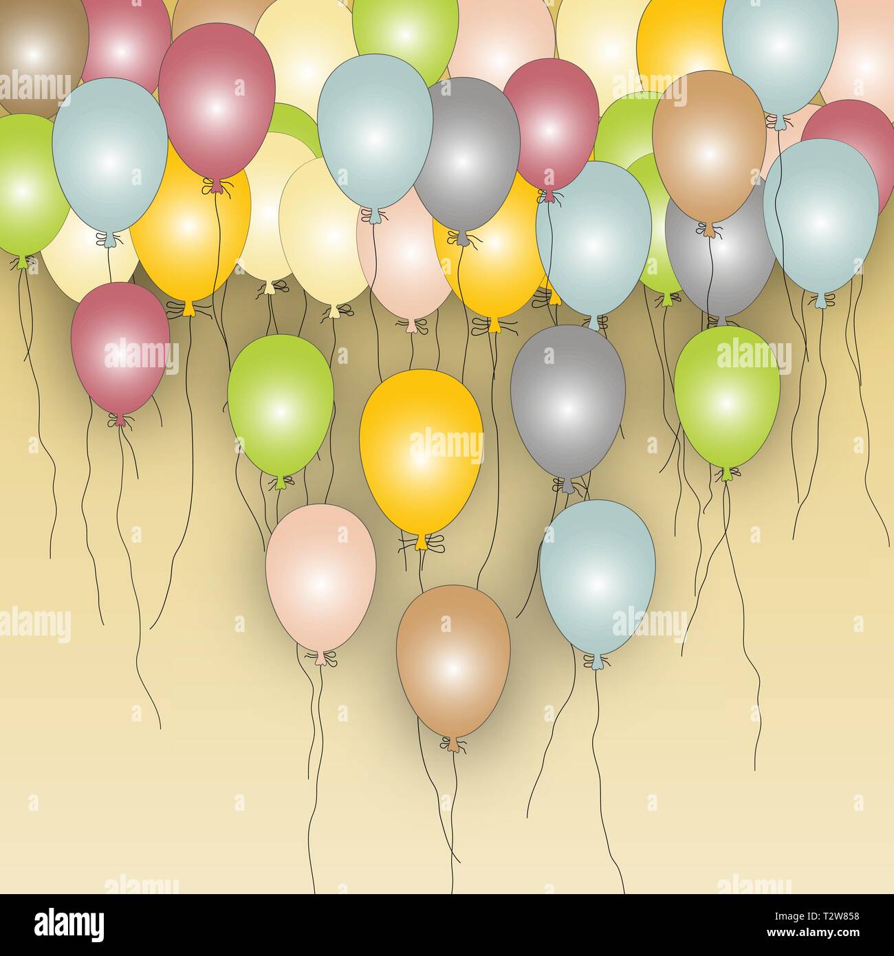 Flying color balloons on yellow light background Stock Vector Image ...