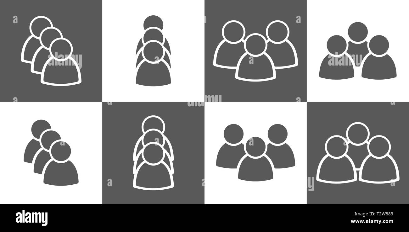 simple people icon set in black and grey colors vector illustration ...