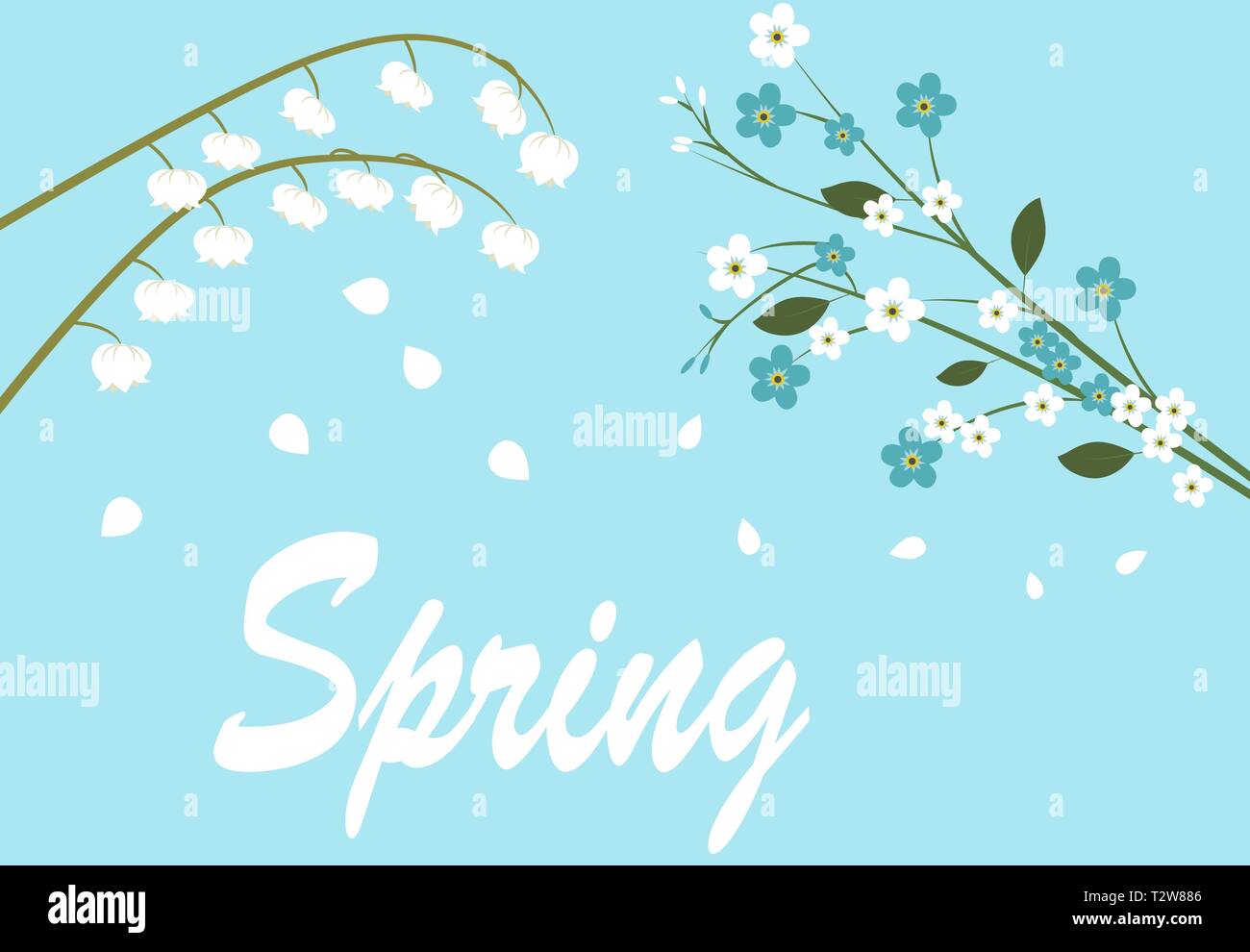 Card with spring flowers on tree branch vector illustration Stock ...