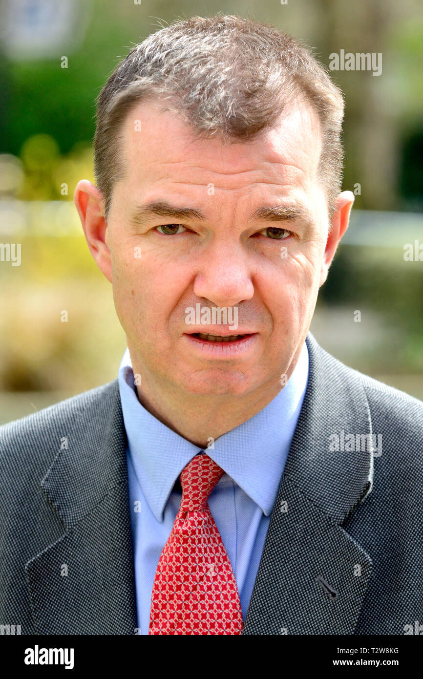 Guy Opperman MP (Con: Hexham) on College Green, Westminster, April 2019 ...