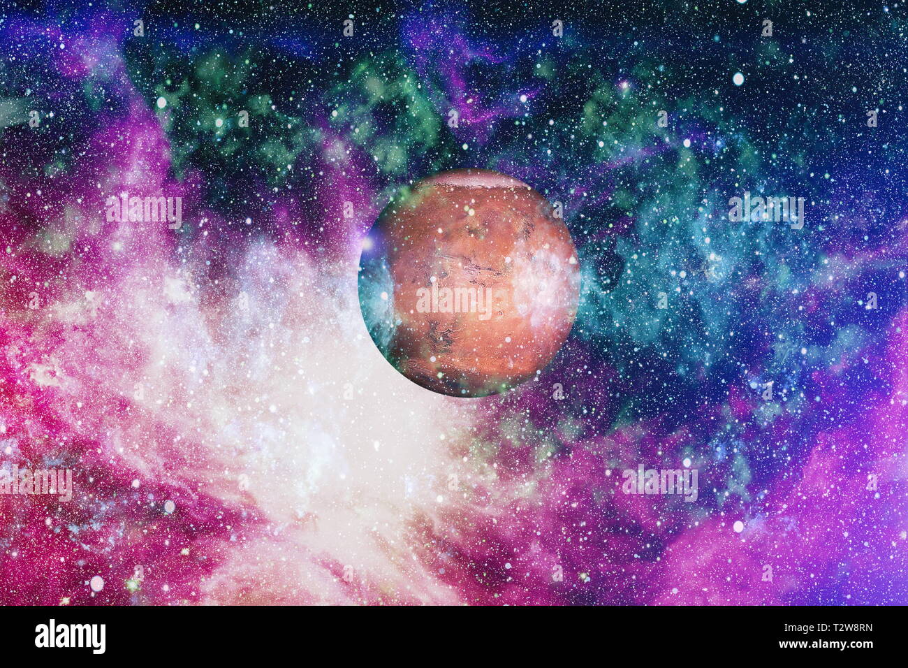 The explosion supernova. Bright Star Nebula. Distant galaxy. Abstract ...