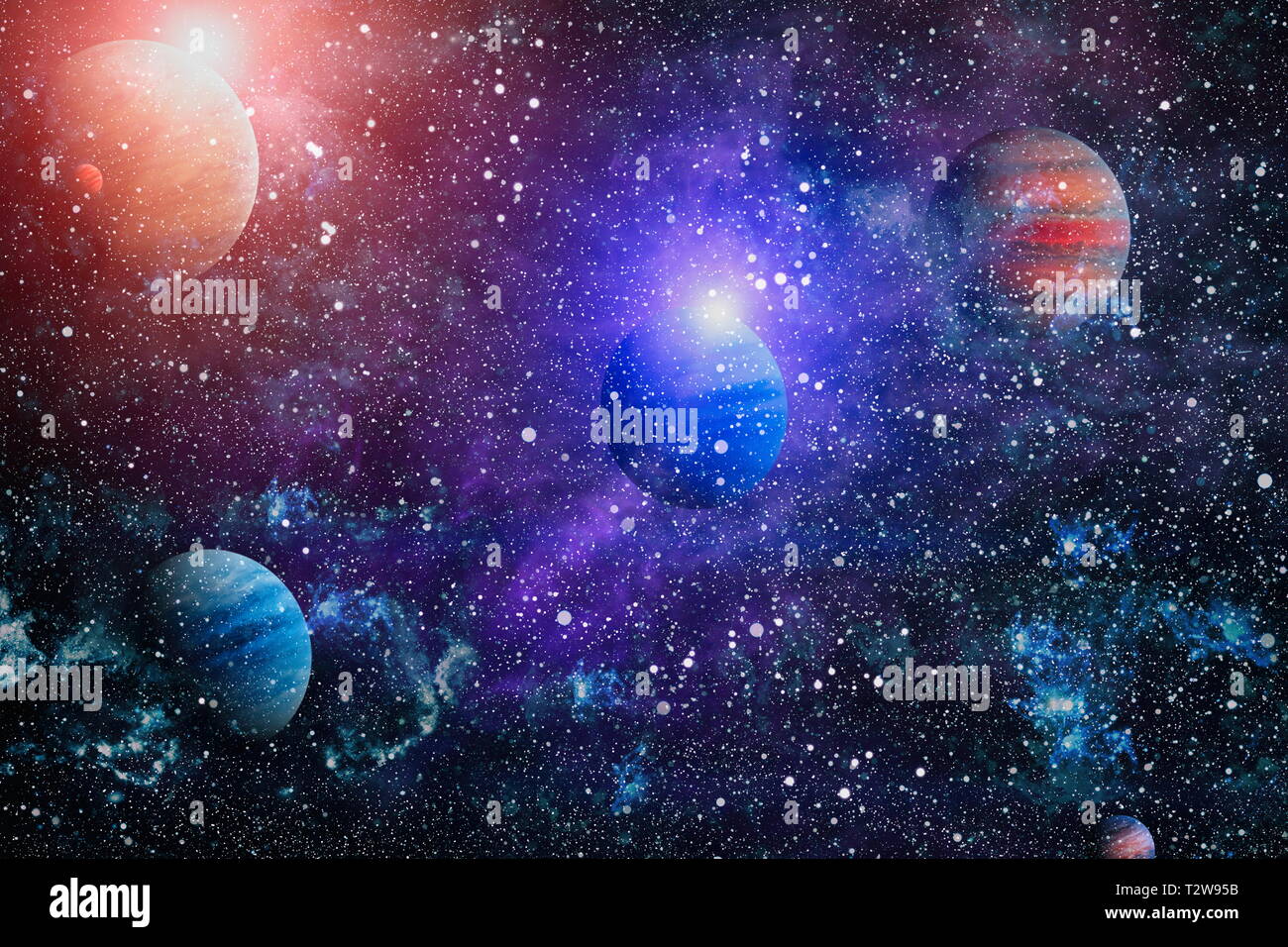planets, stars and galaxies in outer space showing the beauty of space ...