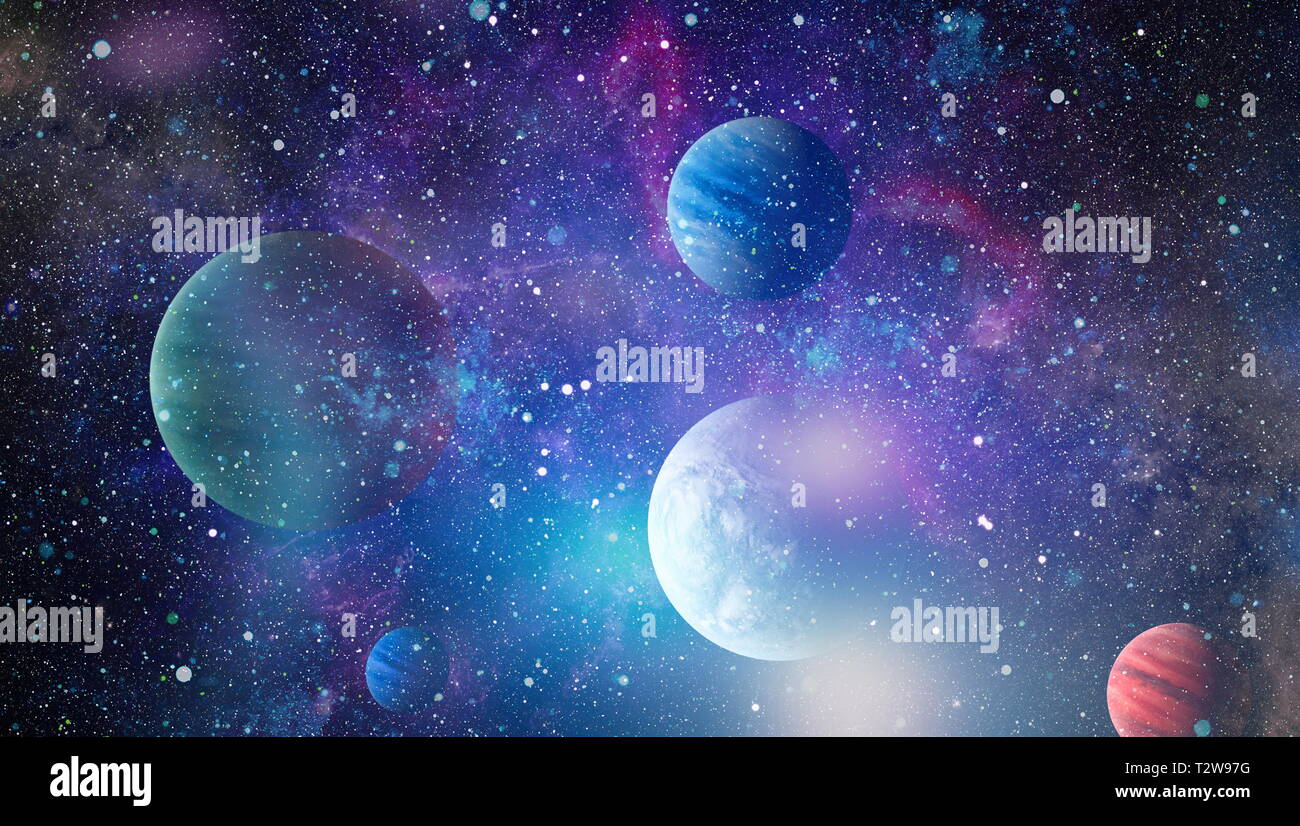 planets, stars and galaxies in outer space showing the beauty of space ...