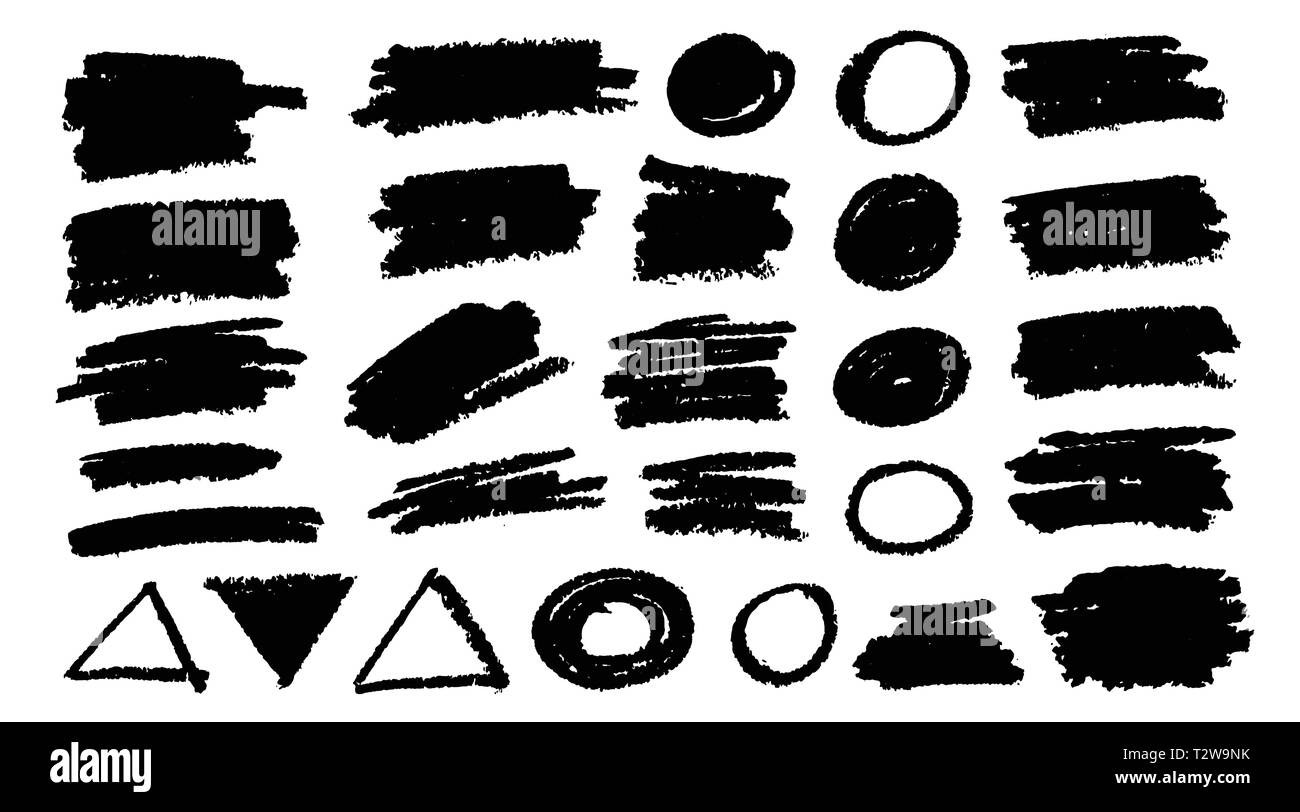 Brush strokes bundle. Vector paintbrush set. Round circle rectangle ...