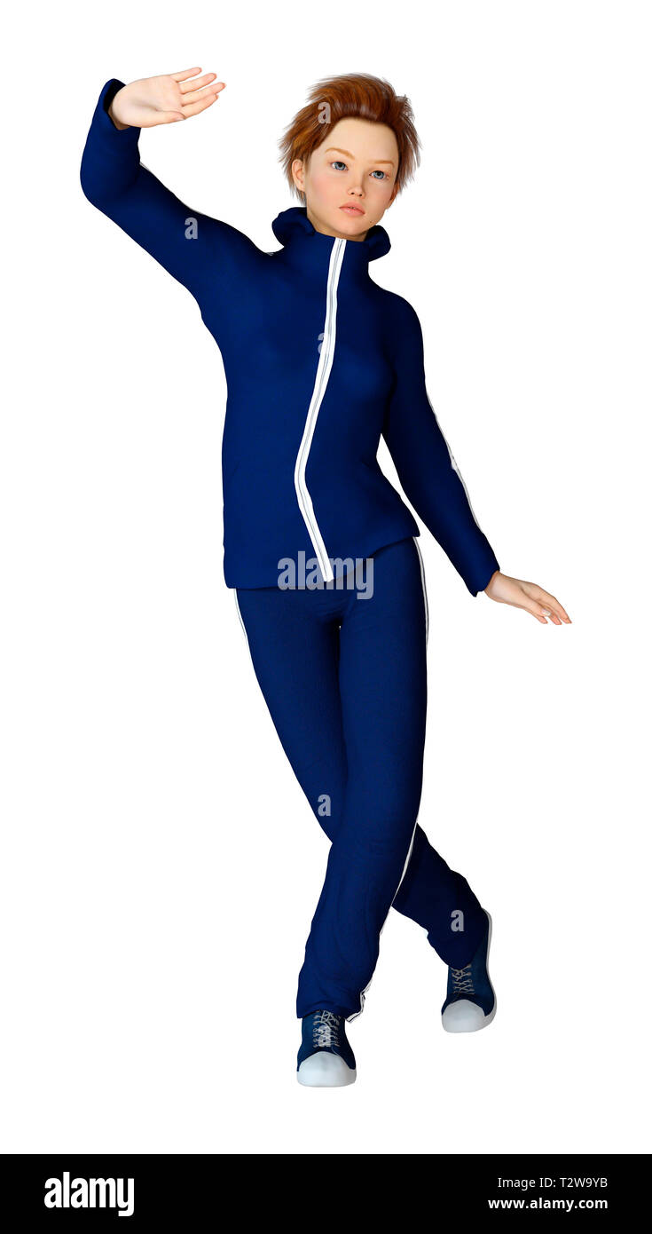 3D rendering of a teenager girl dancing isolated on white background ...