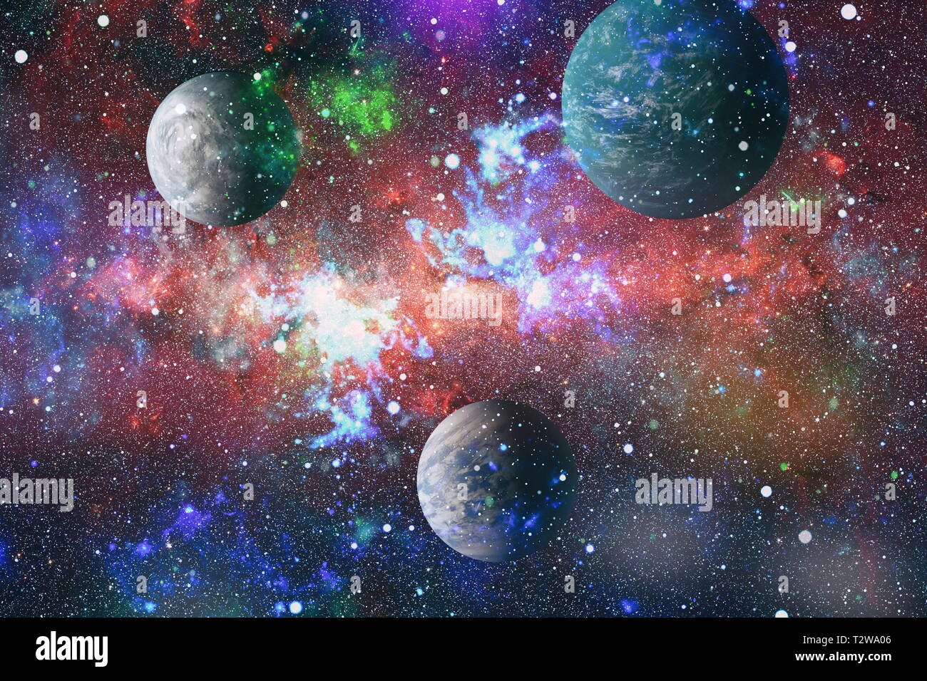 The explosion supernova. Bright Star Nebula. Distant galaxy. Abstract ...