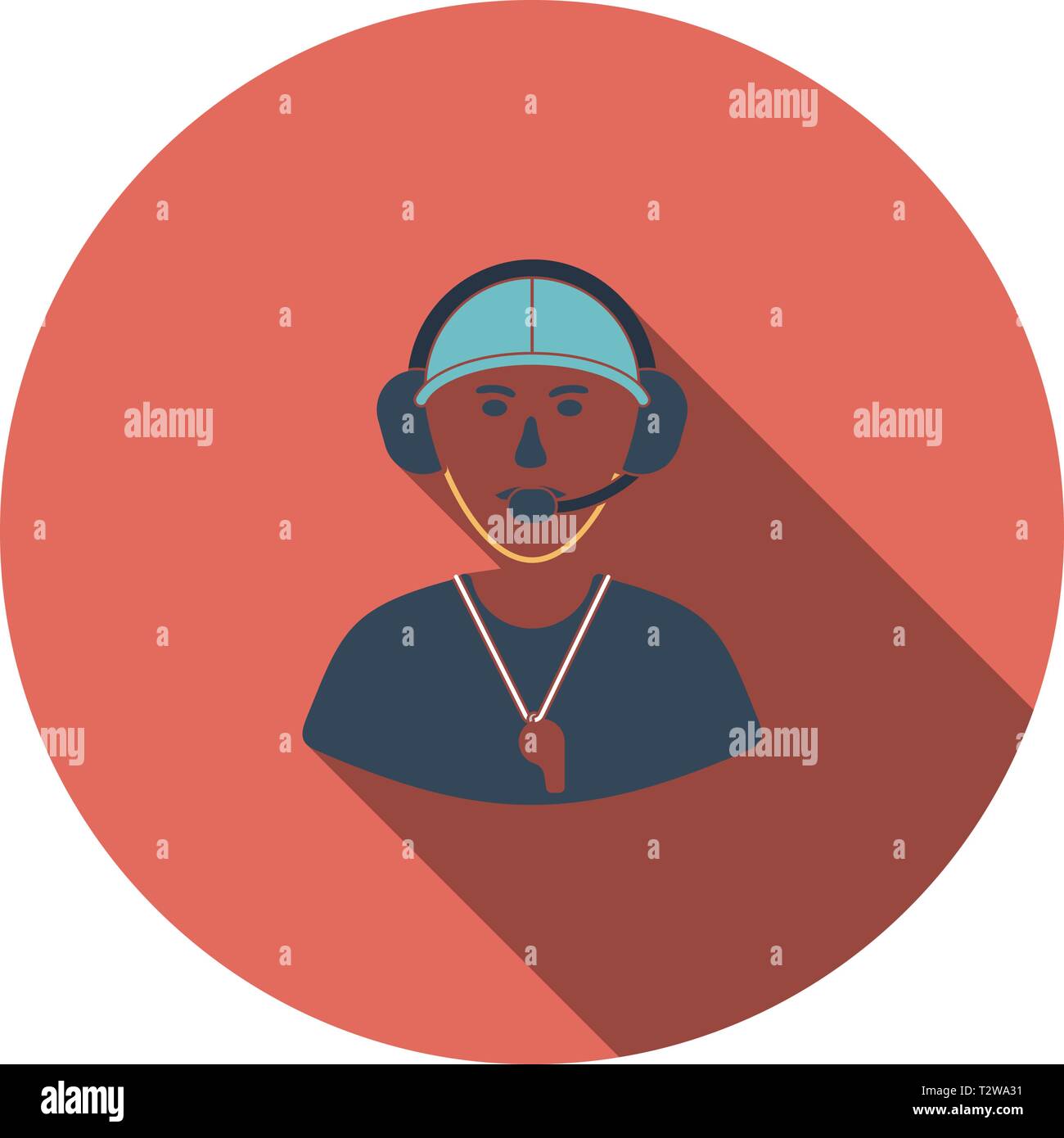American football coach icon. Flat color design. Vector illustration ...