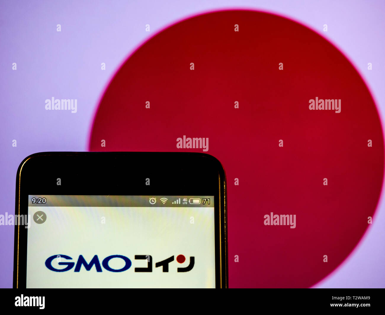 In this photo illustration a GMO Internet, Inc. logo seen displayed on ...