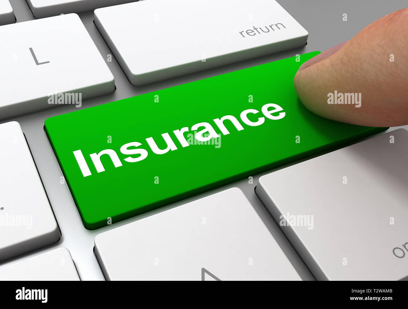insurance push button concept 3d illustration isolated Stock Photo - Alamy