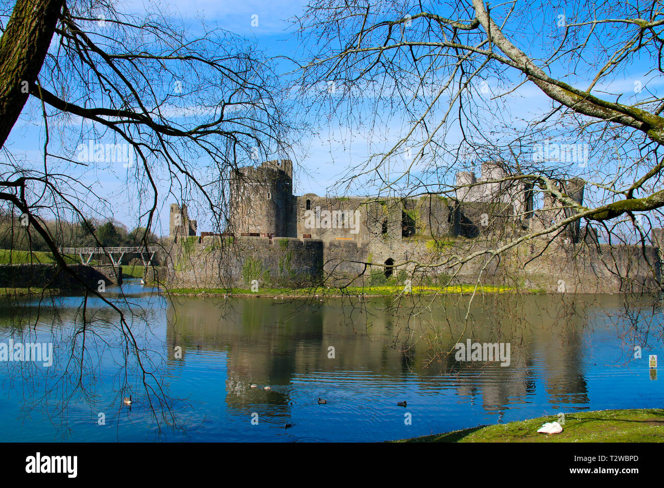 Caerphilly castle wales spring hi-res stock photography and images - Alamy