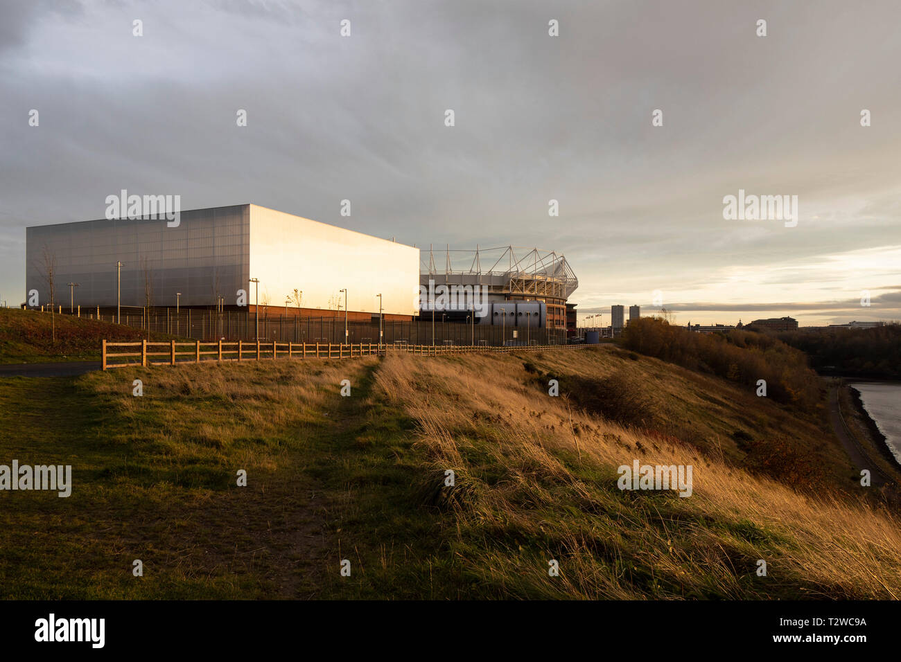 Exterior view of building at sunset. Beacon of Light, Sunderland ...