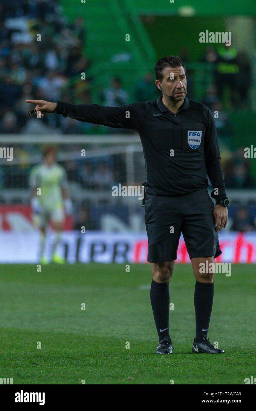 April 03, 2019. Lisbon, Portugal. Referee of the game from Portugal ...