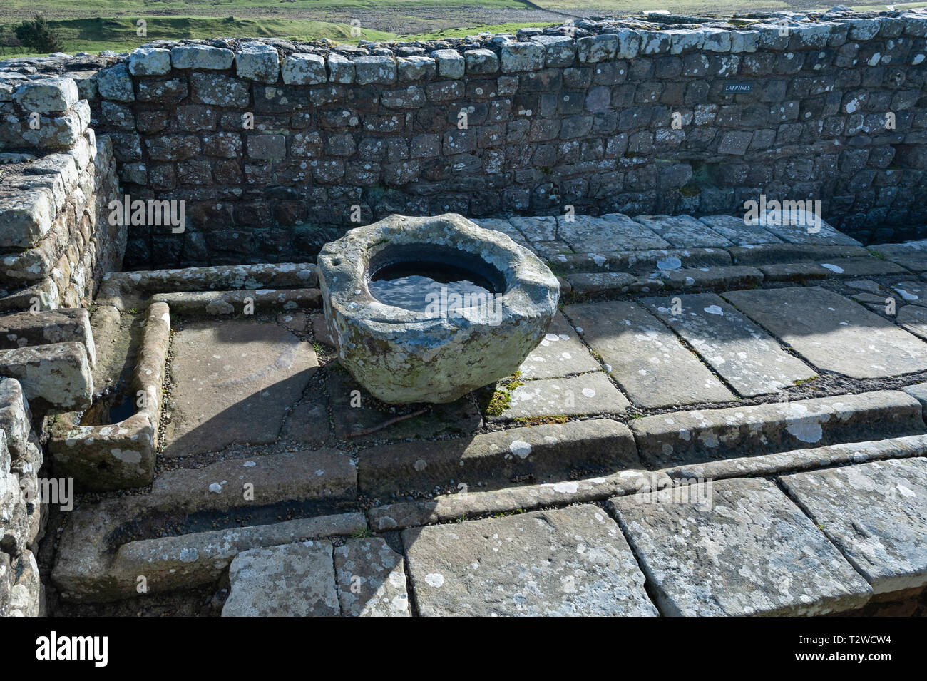 Latrine at Housesteads Roman Fort on Hadrians Wall in Northumberland ...