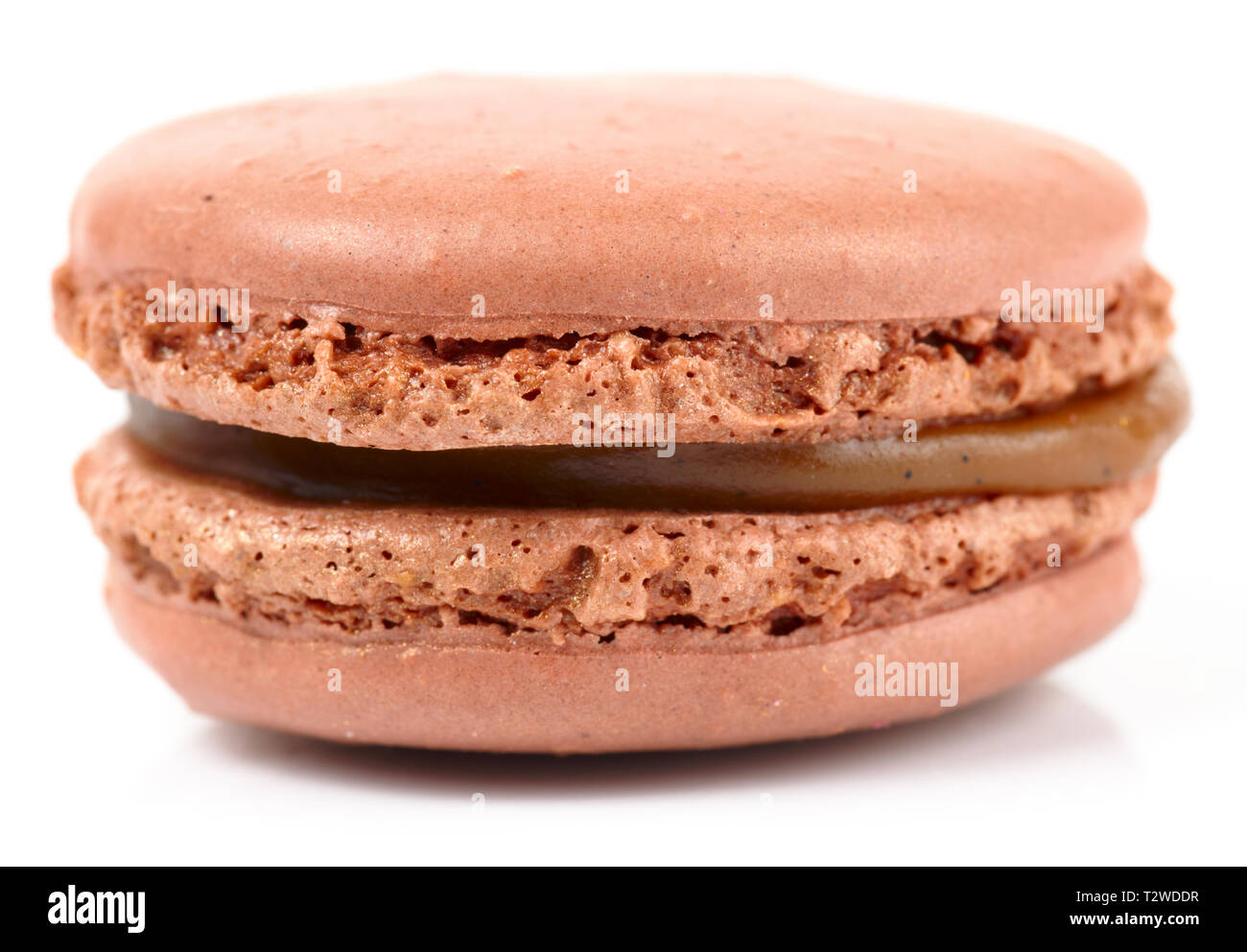 Brown macaron isolated on white background, close-up Stock Photo - Alamy