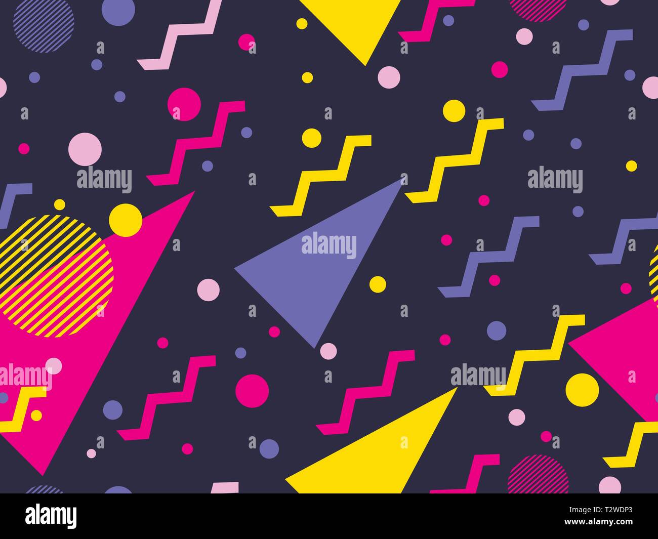 Memphis seamless pattern. Geometric elements memphis in the style of 80 ...