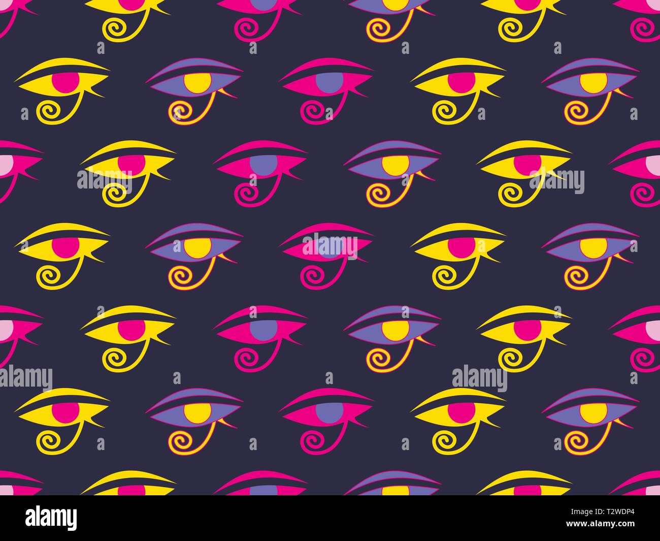 Eye Of Horus Seamless Pattern Ancient Egyptian Amulet Symbol Vector