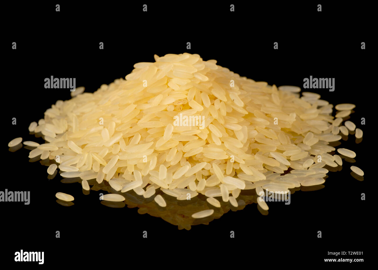 Steamed basmati rice isolated on black background Stock Photo - Alamy