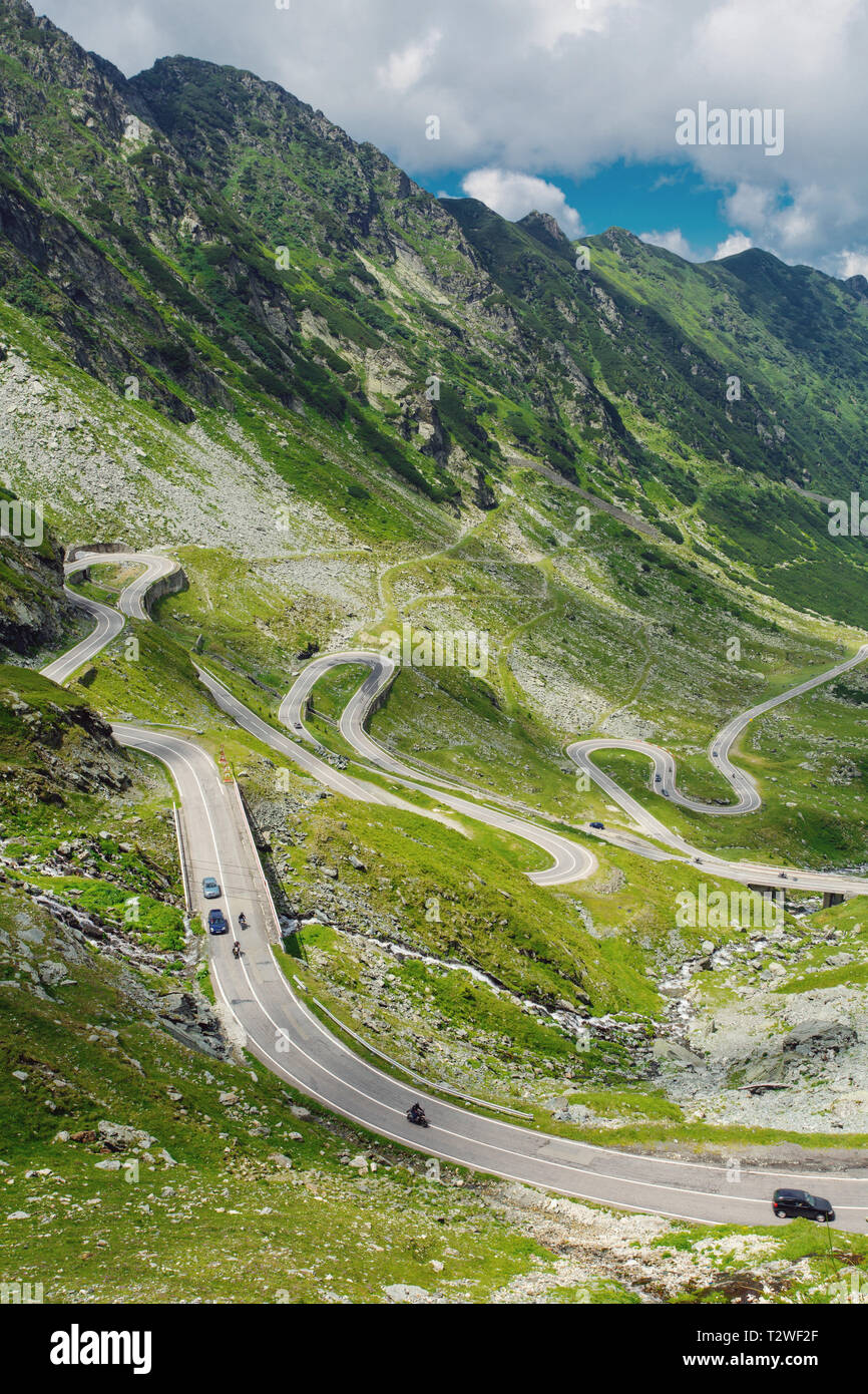 Mountain landscape: steep mountains, form a deep gorge, on the slope of ...