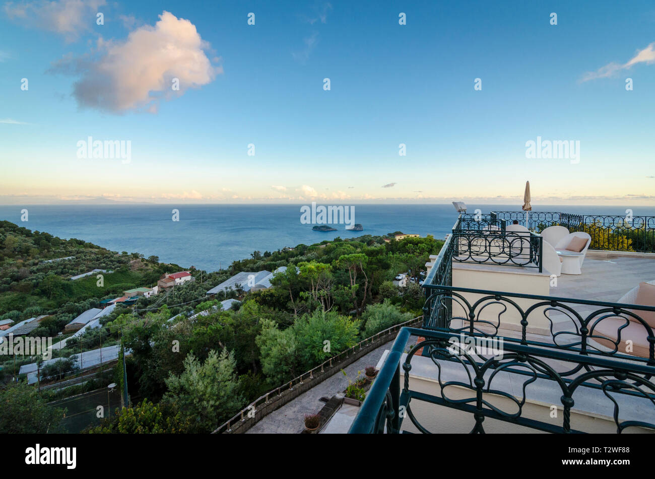 Hotel rooftop terrace on a hill overlooking the Amalfi Coast between ...