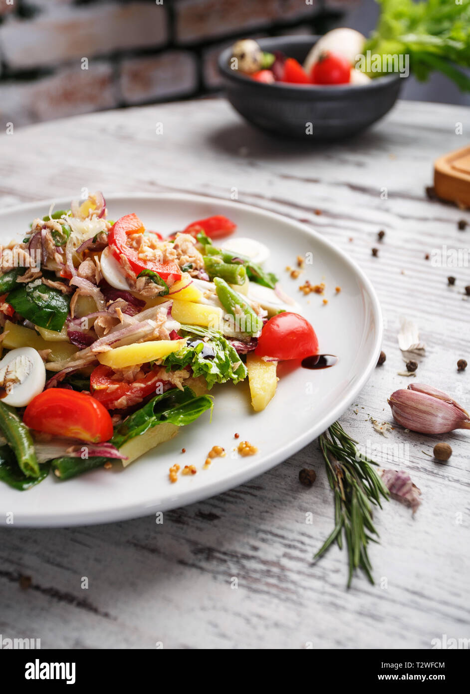 Poster for Restaurants. An original dish with decorations on a light ...