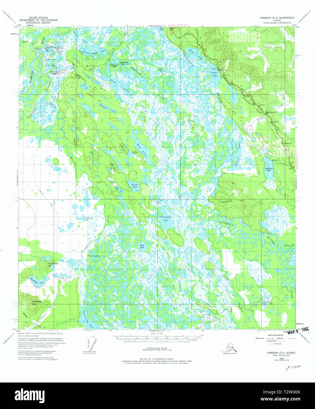 USGS TOPO Map Alaska AK Nabesna D-2 357951 1955 63360 Restoration Stock ...