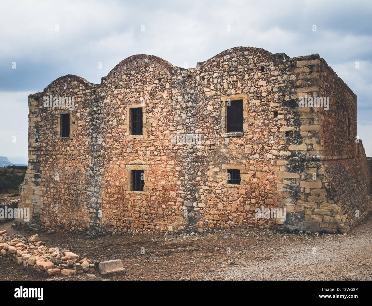 Buildings and original architecture of ancient city Aptera in Crete ...