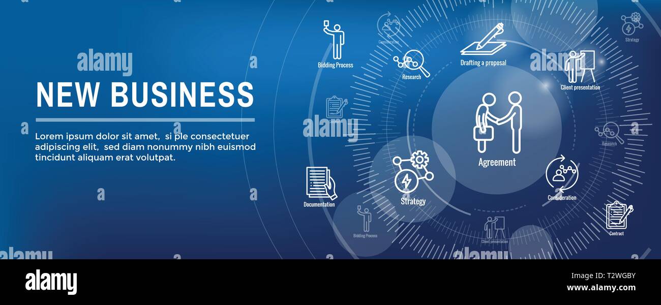 New Business Process Web Header Banner & Icon Set Stock Vector Image ...