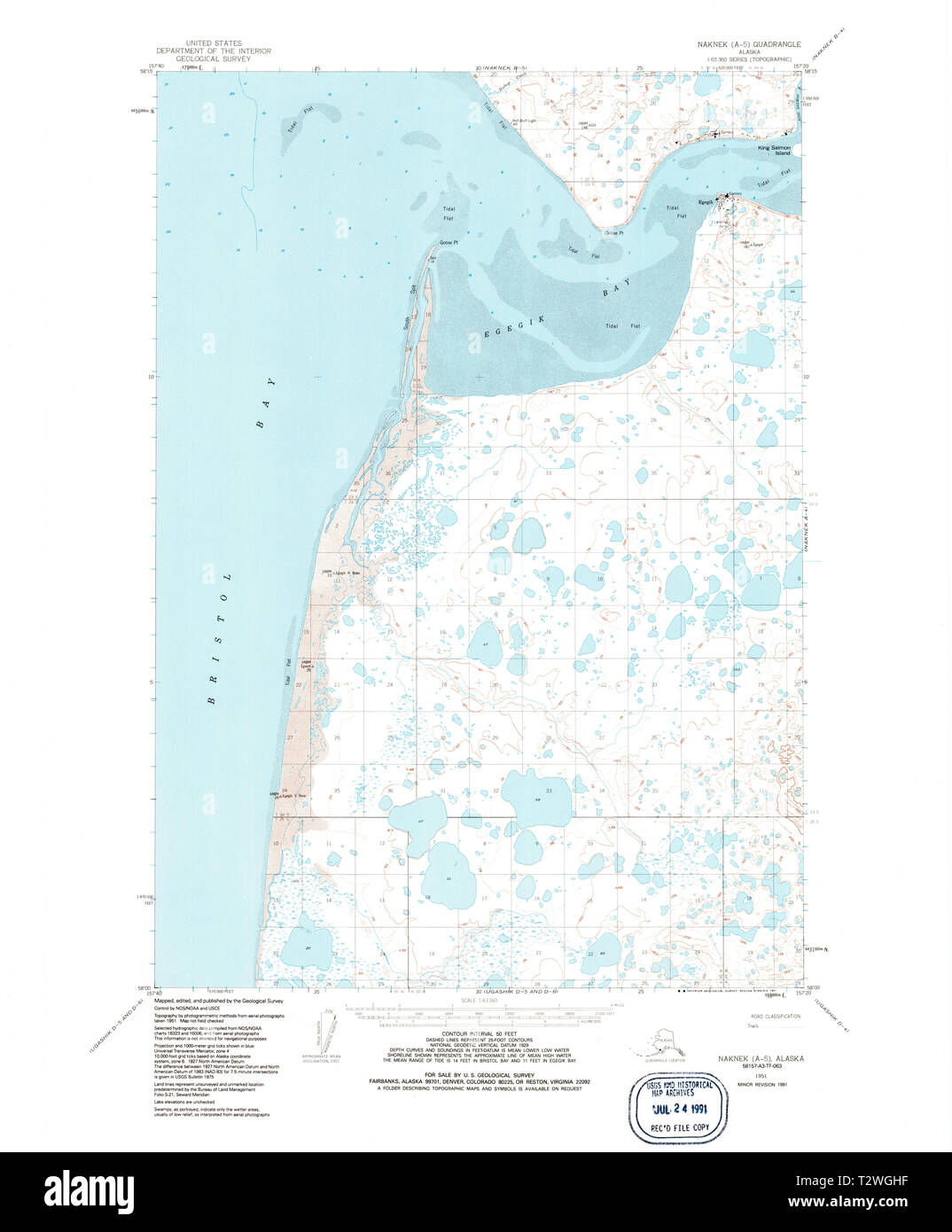 USGS TOPO Map Alaska AK Naknek A-5 357981 1951 63360 Restoration Stock ...