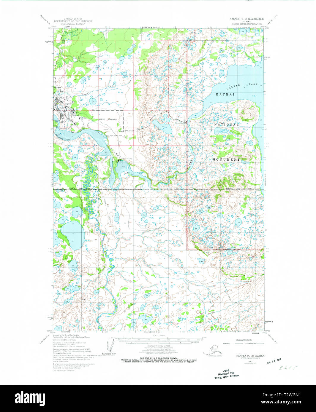 USGS TOPO Map Alaska AK Naknek C-2 357999 1952 63360 Restoration Stock ...