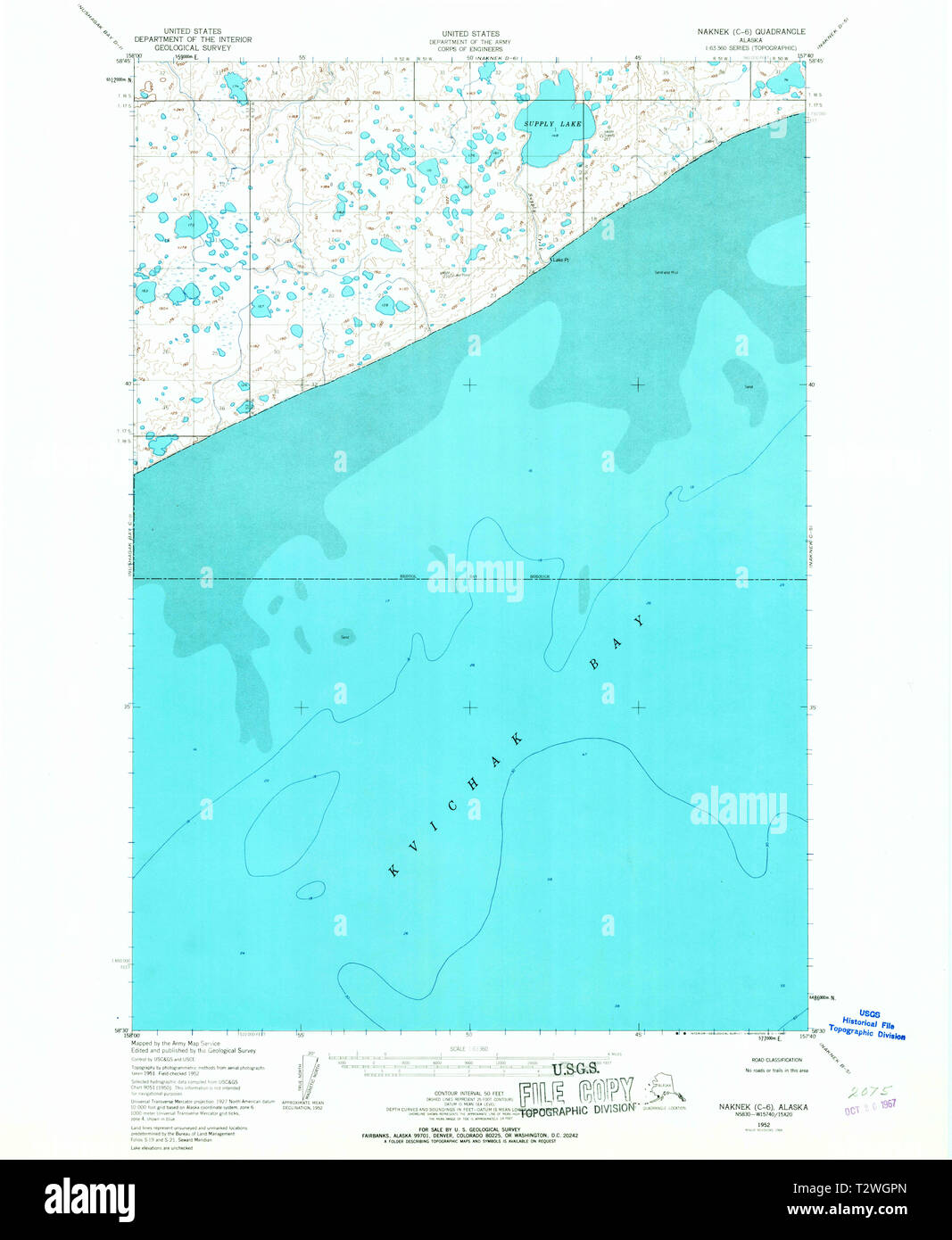 USGS TOPO Map Alaska AK Naknek C-6 358008 1952 63360 Restoration Stock ...