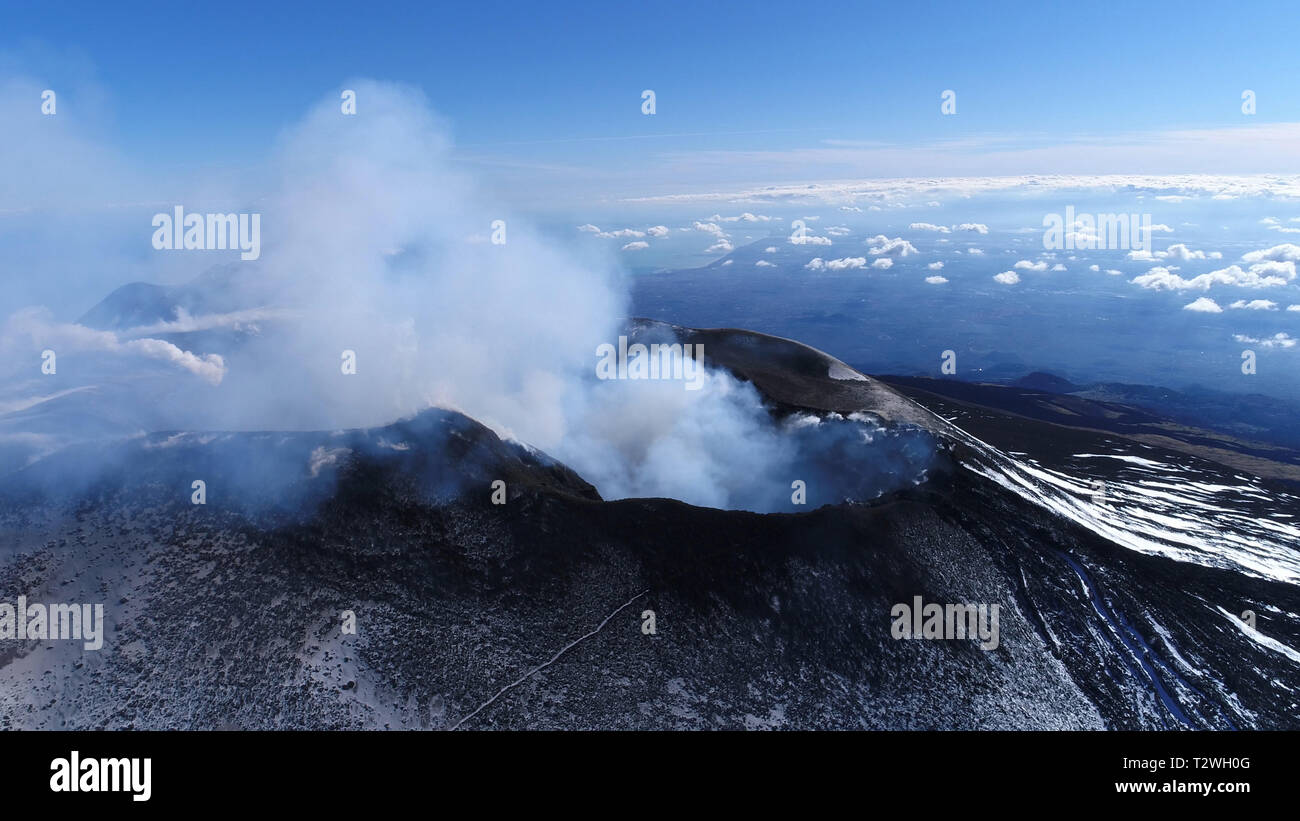 Italy, Sicily, Catania, Mount Etna crater Stock Photo - Alamy