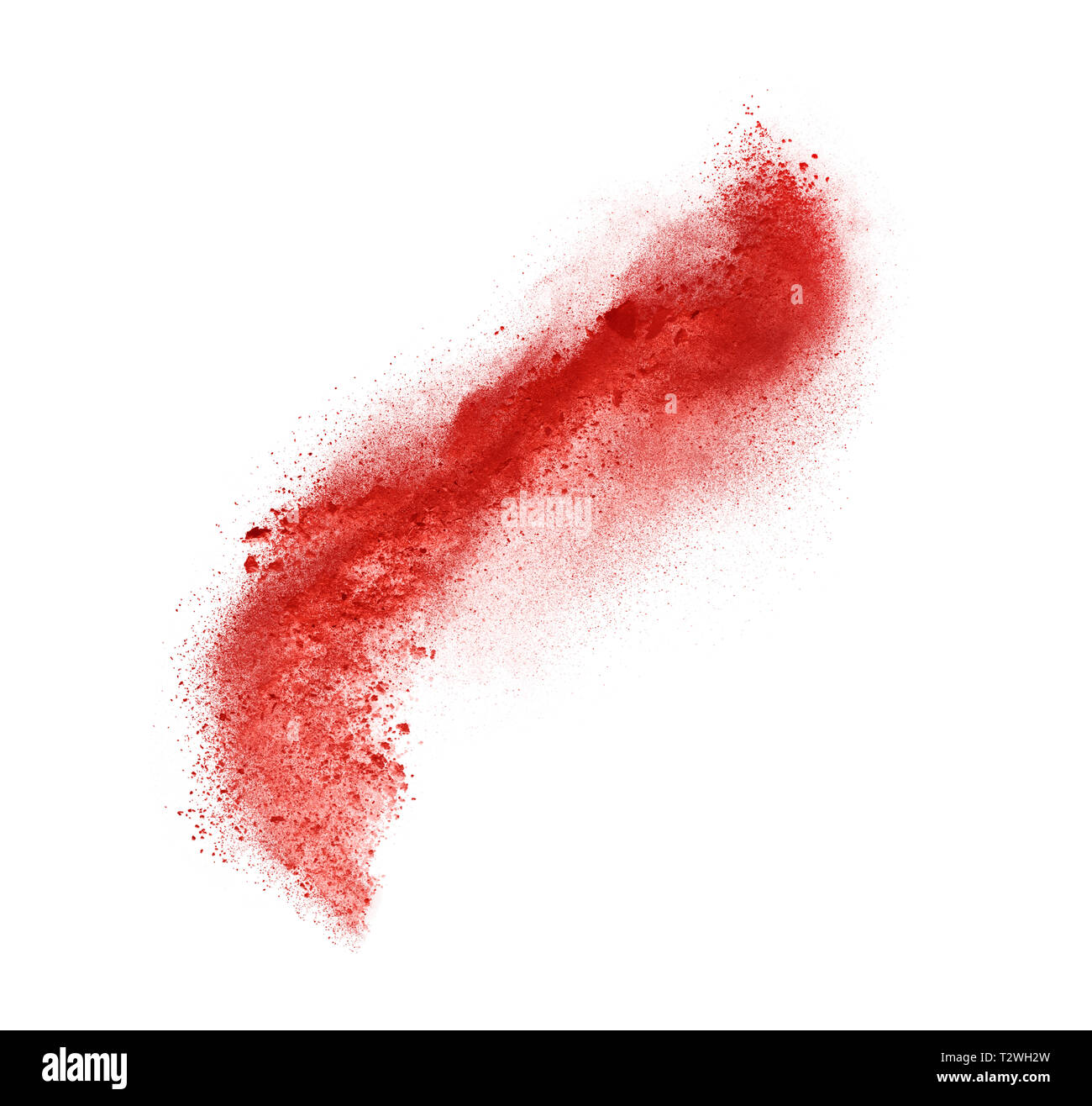Freeze motion of red dust explosion isolated on white background Stock ...