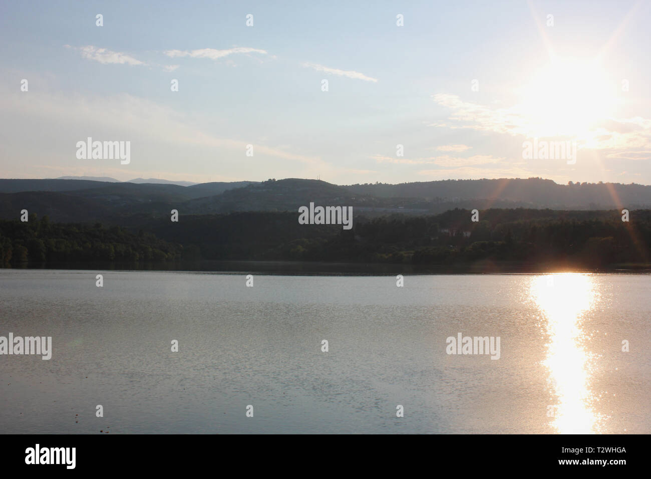 Aliakmonas or Haliacmon river and Dam in North Greece Stock Photo - Alamy
