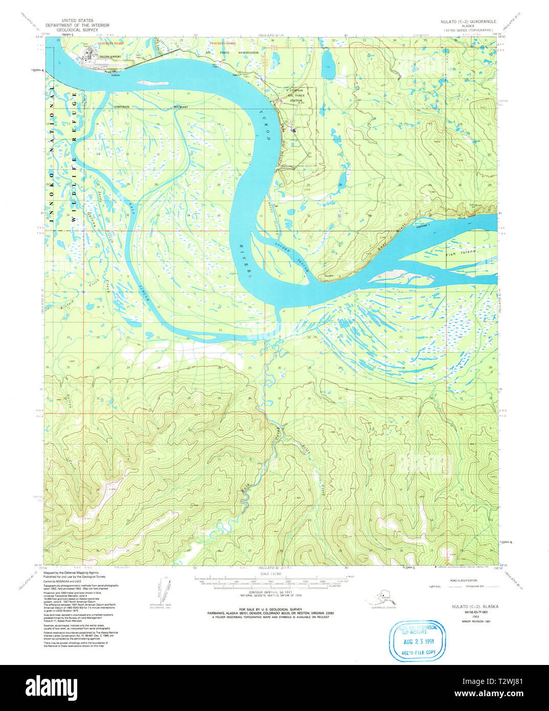 USGS TOPO Map Alaska AK Nulato C-2 358154 1953 63360 Restoration Stock ...