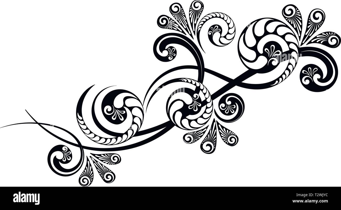 Floral branchy ornament with a beautiful complex pattern for decorative ...