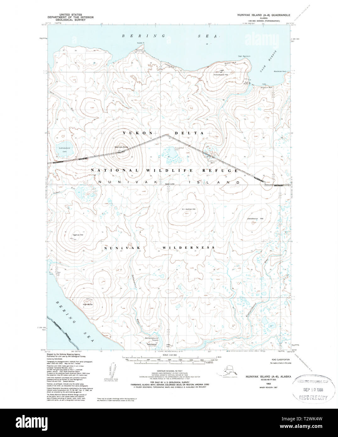 USGS TOPO Map Alaska AK Nunivak Island A-6 358193 1952 63360 ...