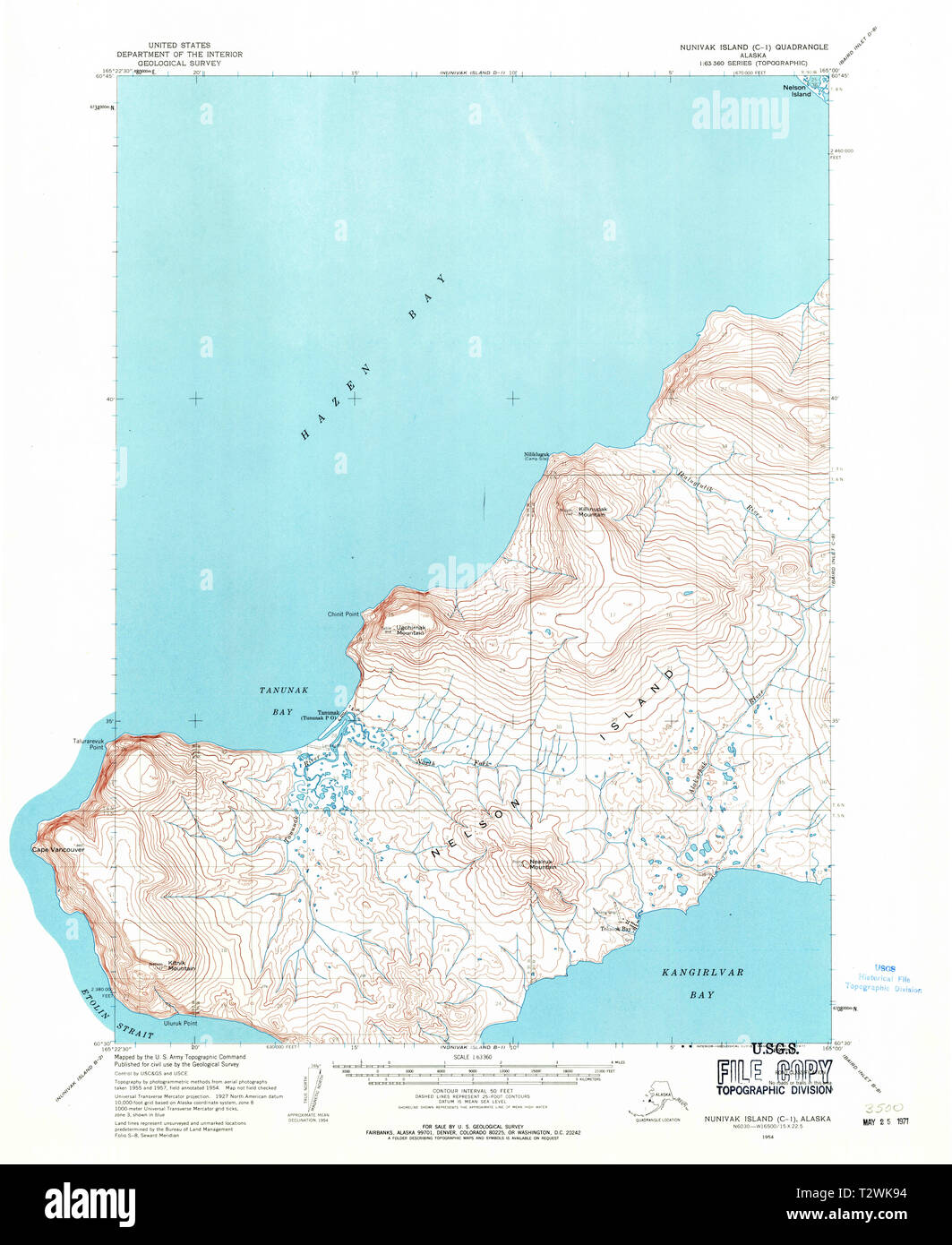 USGS TOPO Map Alaska AK Nunivak Island C-1 358208 1954 63360 ...
