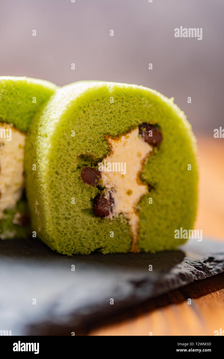sweet rolls made of green tea and mung bean Stock Photo - Alamy