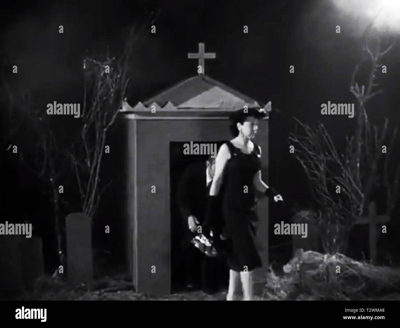 Scene from the graveyard in Plan 9 From Outer Space Stock Photo - Alamy