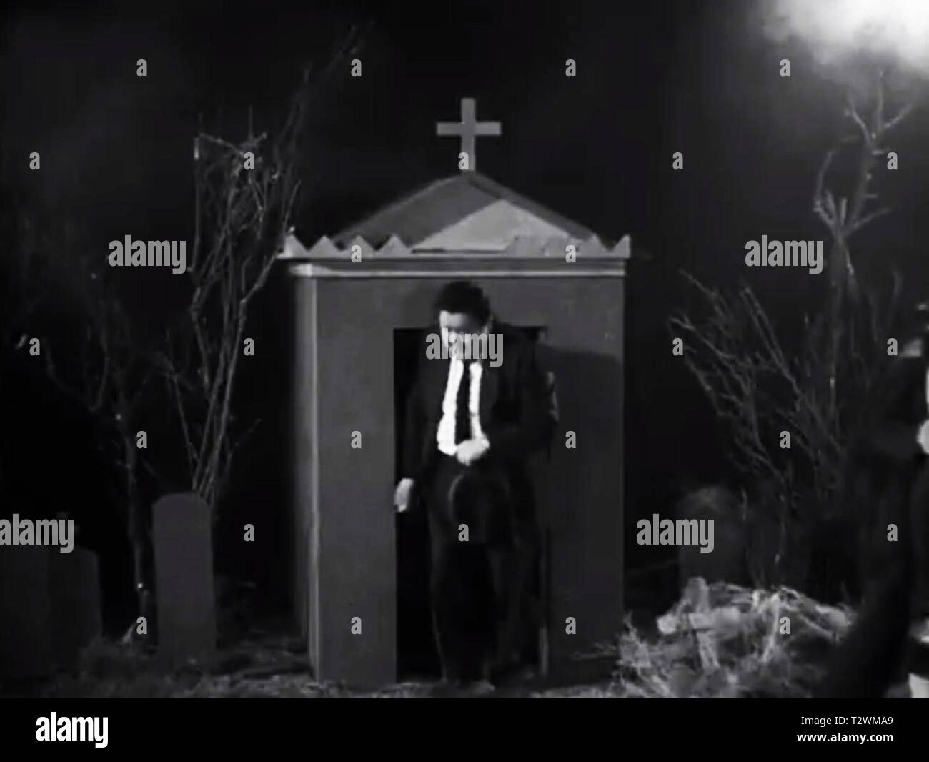 Scene from the graveyard in Plan 9 From Outer Space Stock Photo - Alamy