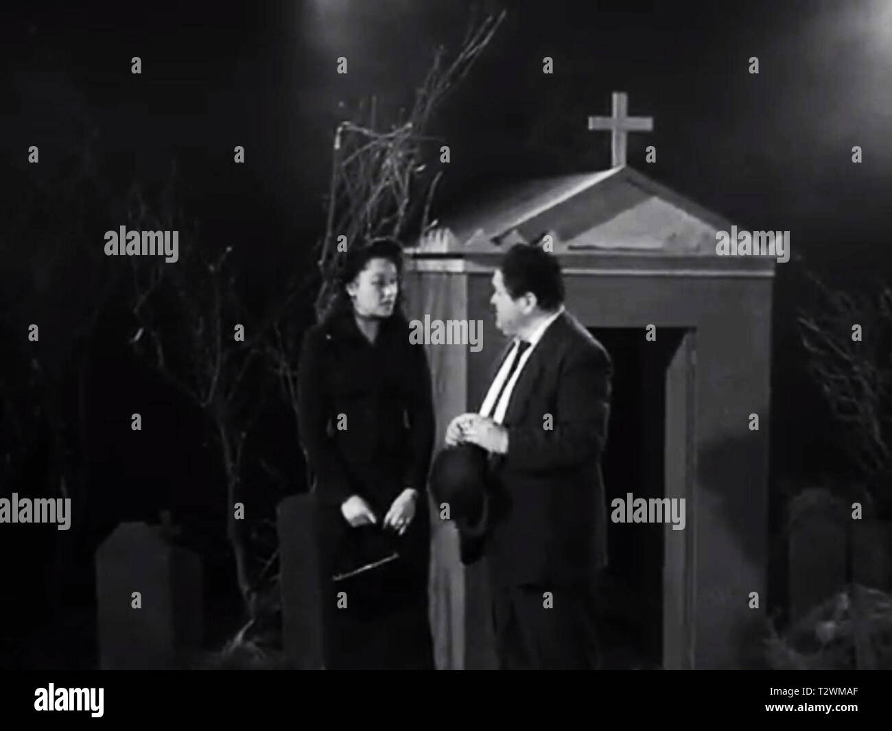 Scene from the graveyard in Plan 9 From Outer Space Stock Photo - Alamy