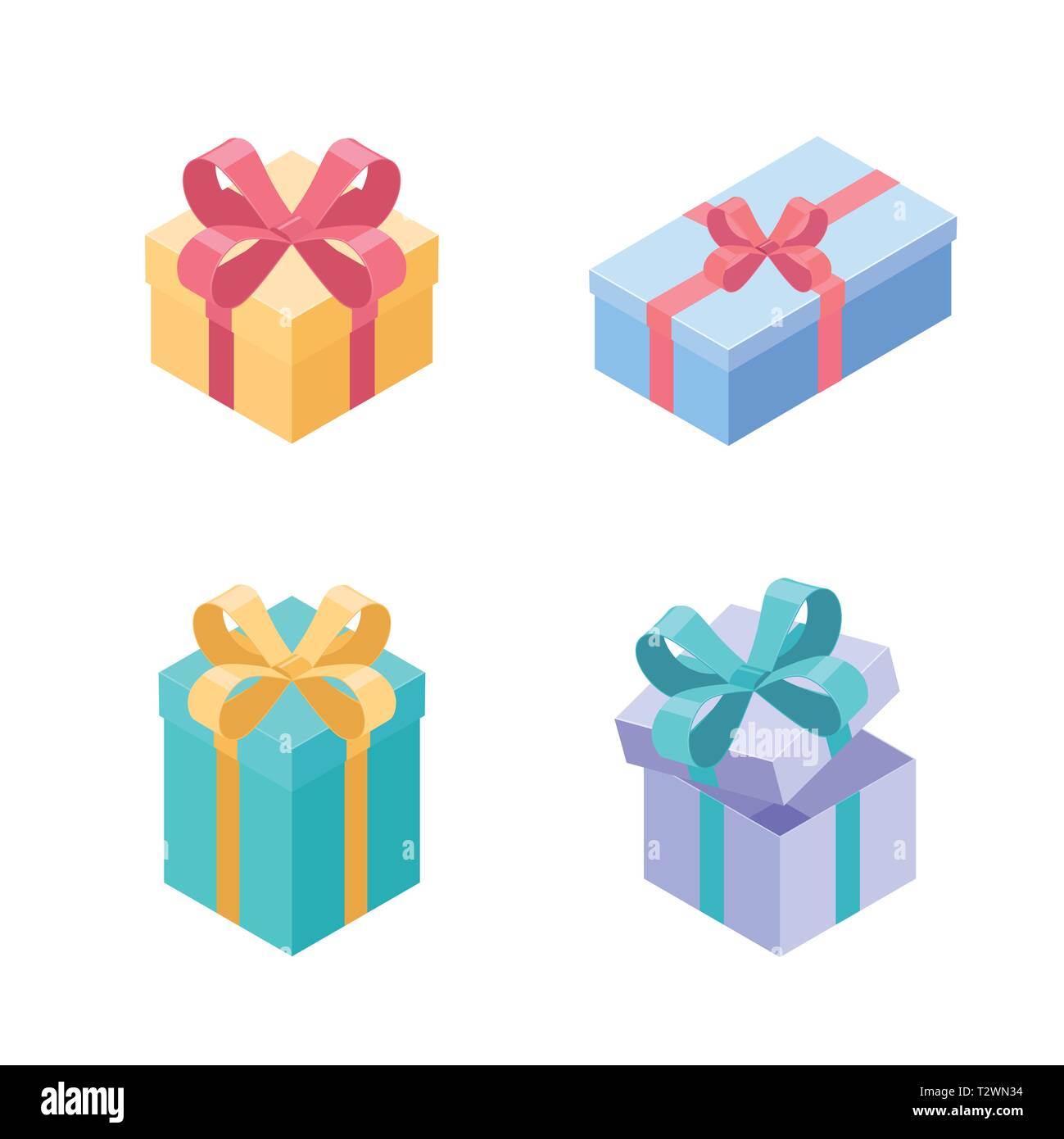 Set of presents - modern vector colorful isometric elements isolated on ...