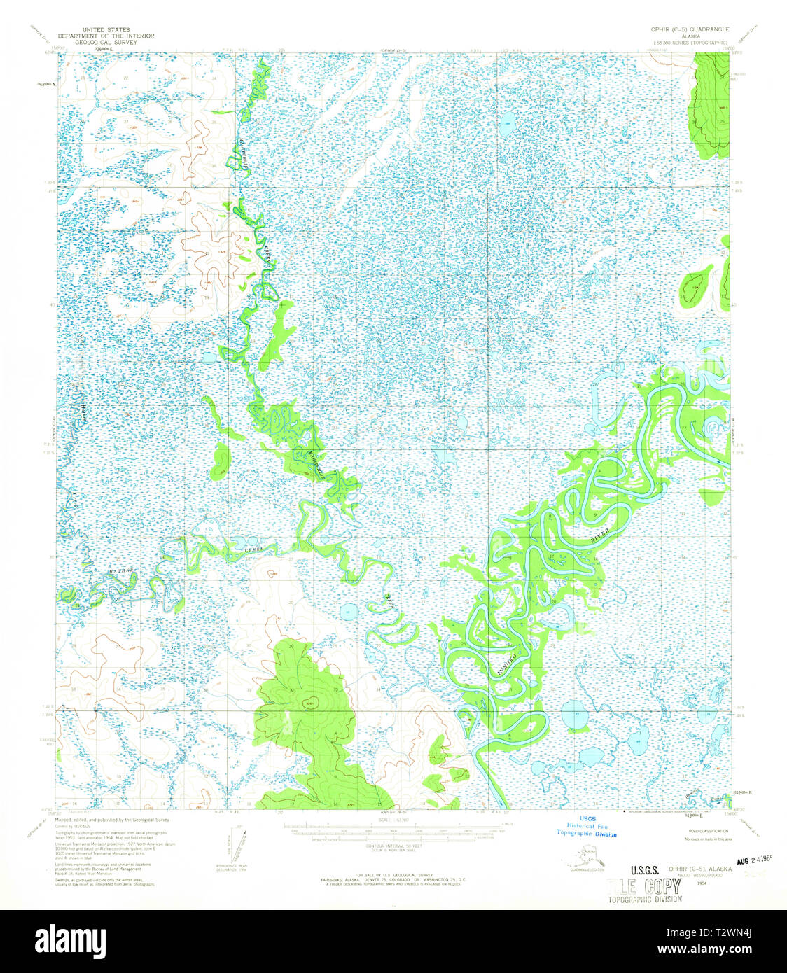USGS TOPO Map Alaska AK Ophir C-5 358269 1954 63360 Restoration Stock ...